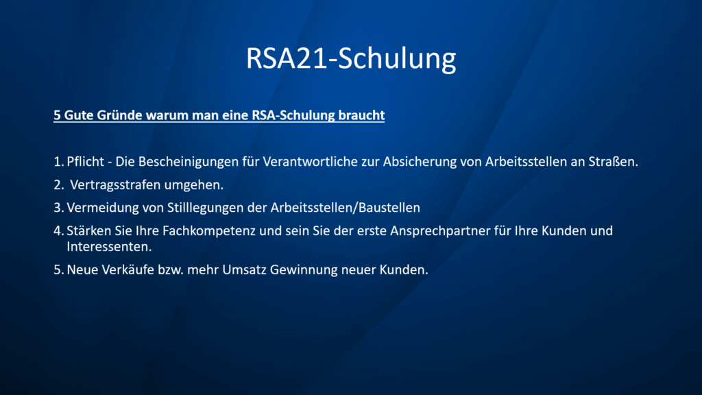 Wer braucht eine RSA-21 Schulung? - Schulungen & Trainings